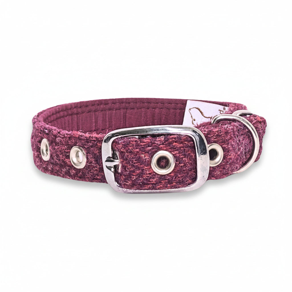 Raspberry Tweed Dog Collar – Luxury Handmade Harris Tweed UK – Collared ...