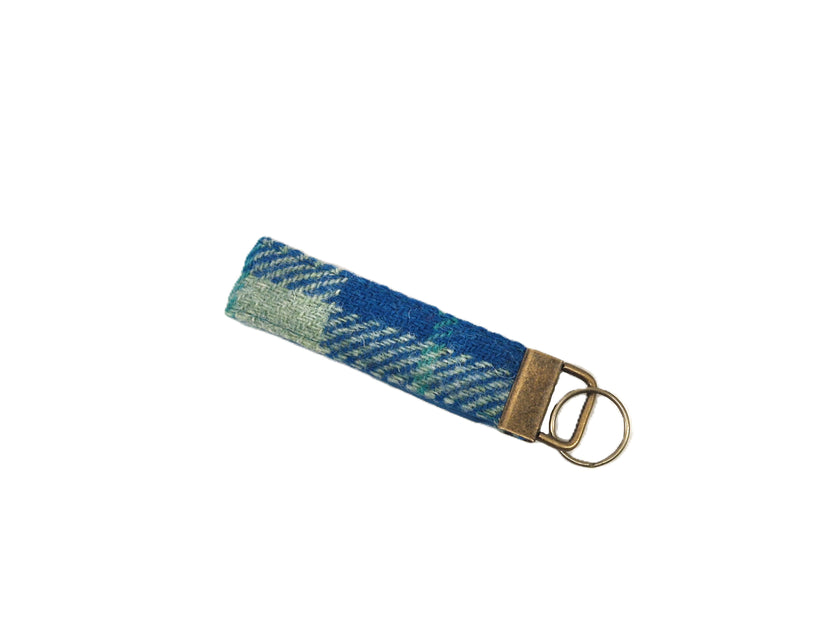 Teal & Blue Check Luxury Harris Tweed Keyring | Key Fob – Collared ...