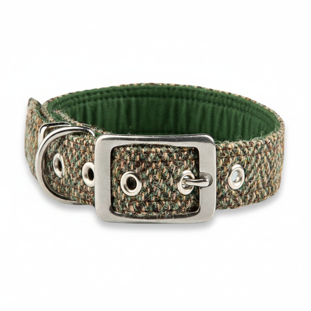 Traditional Herringbone Luxury Dog Collar – Handmade Harris Tweed UK ...