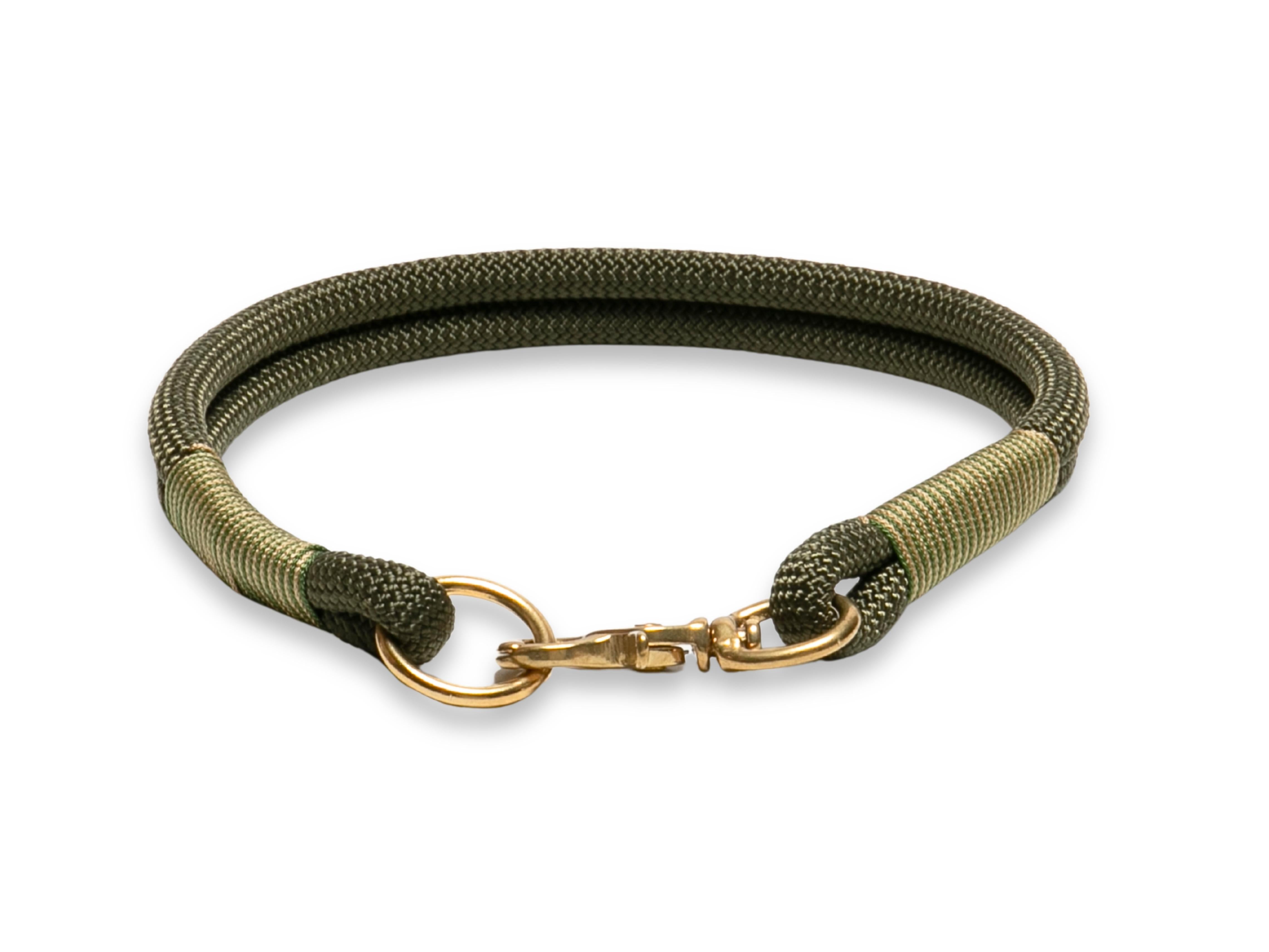 Army Green Rope Dog Collar | Handmade PPM & Brass – Collared Creatures