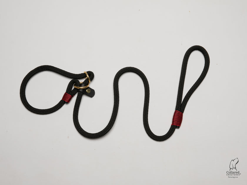 Handmade Rope Slip or Clip lead black | Collared Creatures – Collared ...