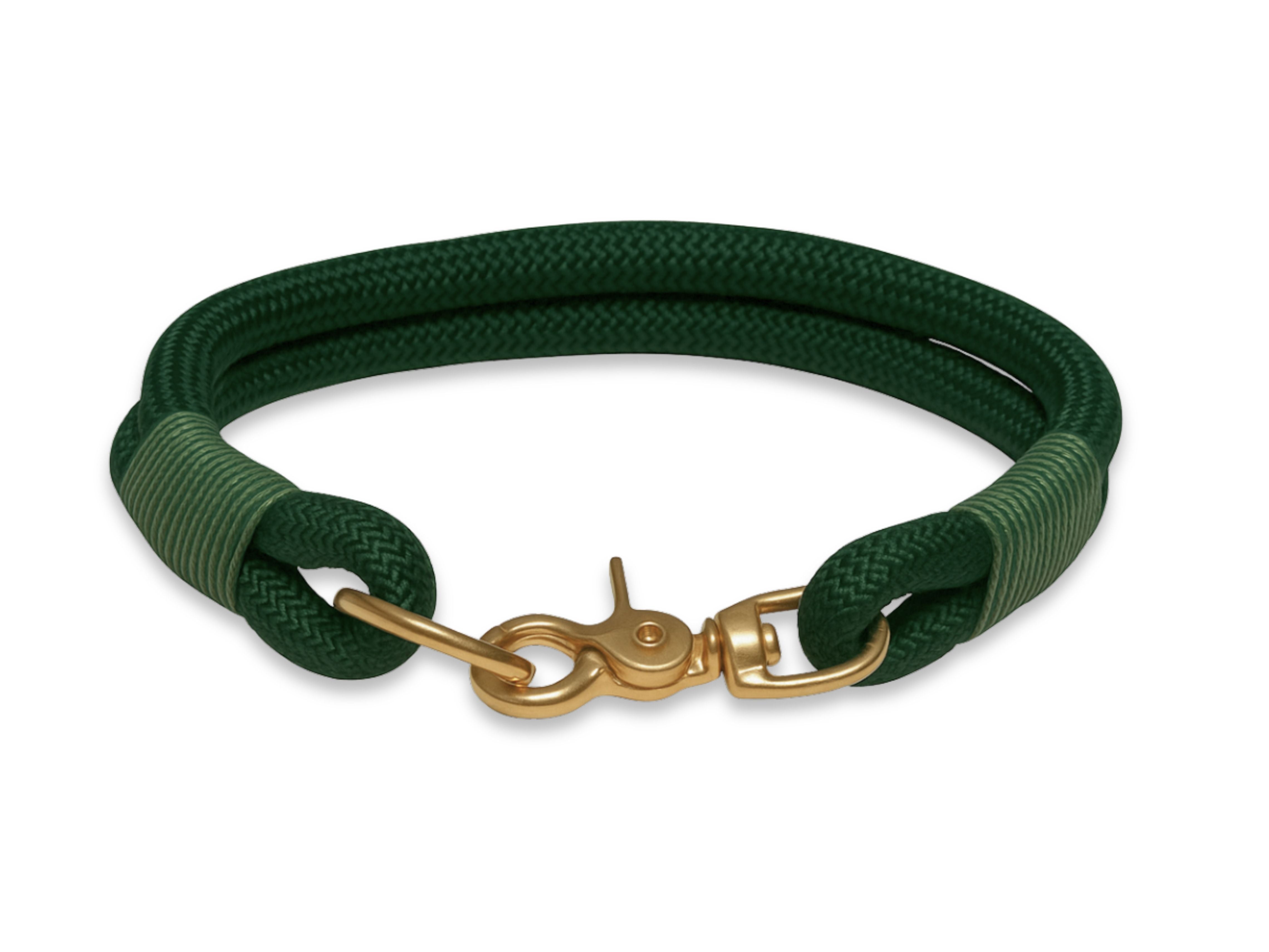 Bottle Green Outdoor Rope Dog Collar – Handmade PPM – Collared Creatures