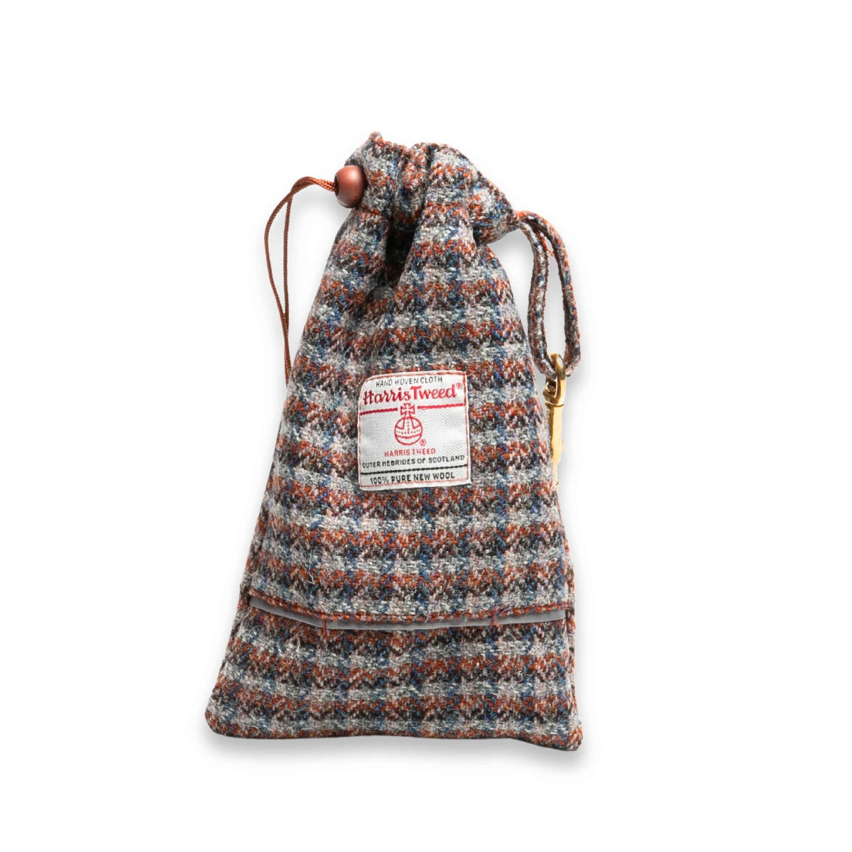 Blue Orange Grey MultiCheck Tweed Dog Treat Bag with Poop Bag Holder ...