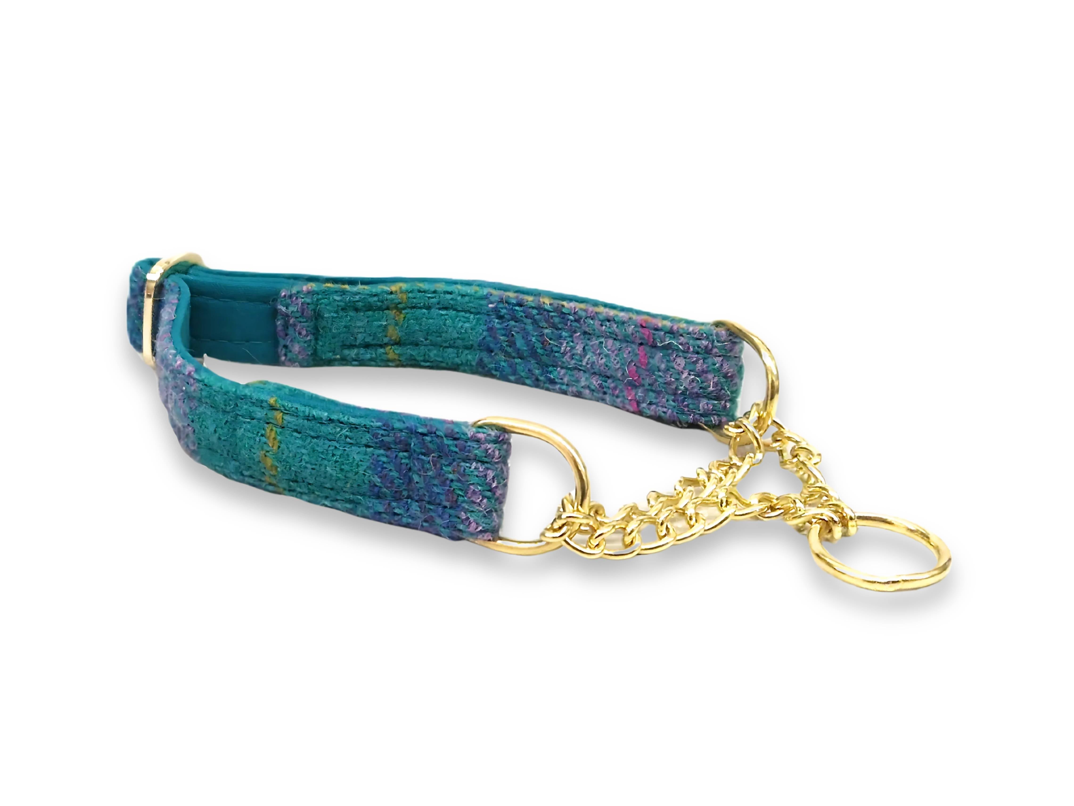 Teal and Lilac Check Tweed Martingale Dog Collar UK – Collared Creatures