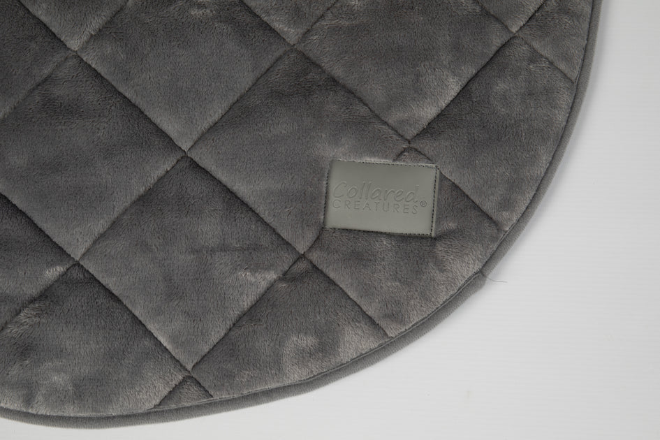 Luxury Grey Quilted Deluxe Cocoon Round Blanket | Collared Creatures ...