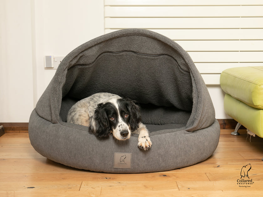 Grey Deluxe Comfort Cocoon Luxury Dog Cave Bed | Collared Creatures ...