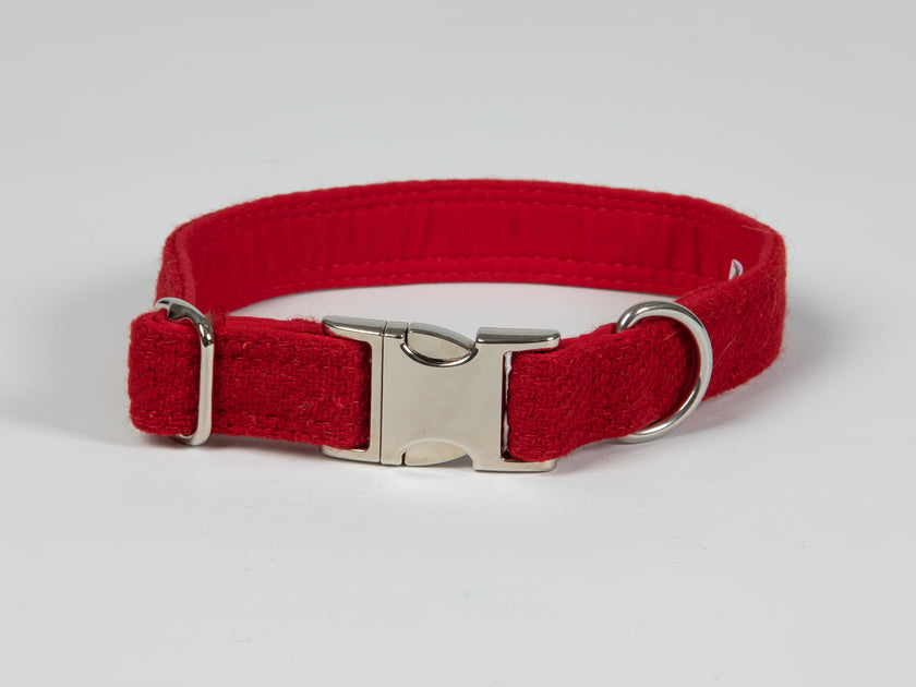 Simply Red Luxury Harris Tweed Dog Collar | Collared Creatures ...